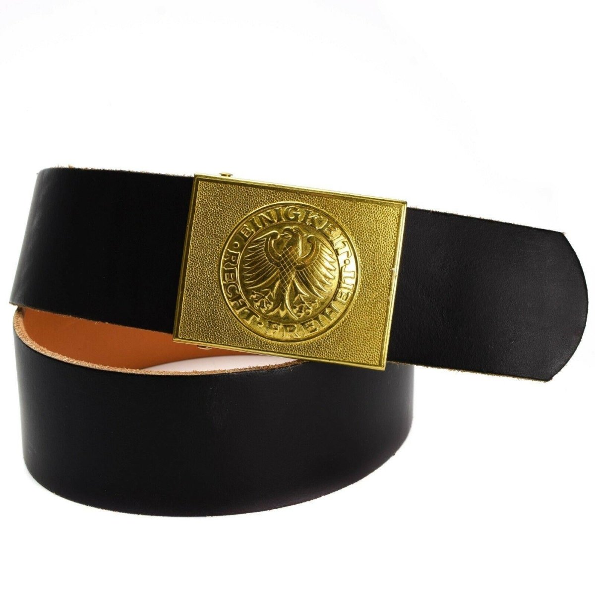 Adjustable black leather belt Original German Military steel buckle ...